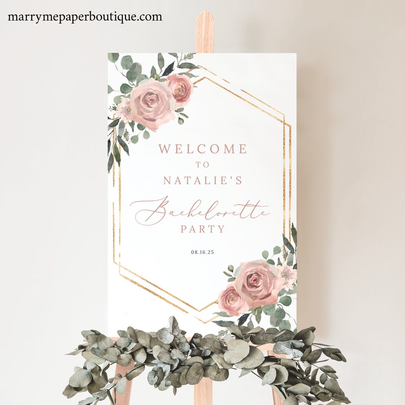 Bachelorette Party Welcome Sign Template Dusky Pink Floral - Etsy