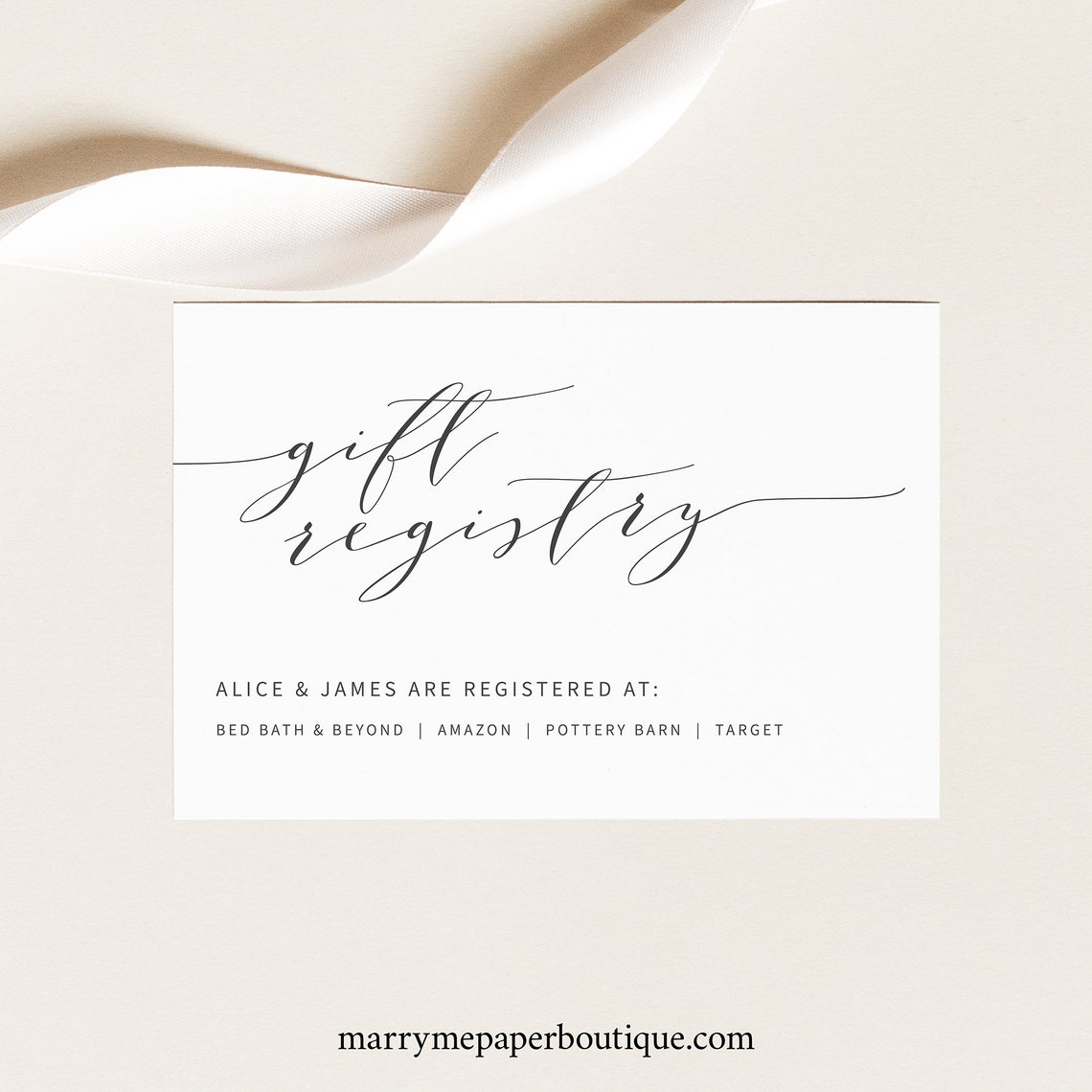 Elegant Gift Registry Card Template Modern Wedding Registry | Etsy
