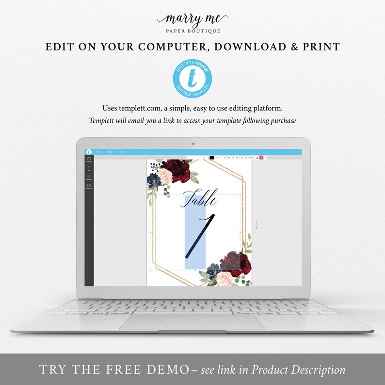 Table Number Sign Template Demo Available Templett - Etsy