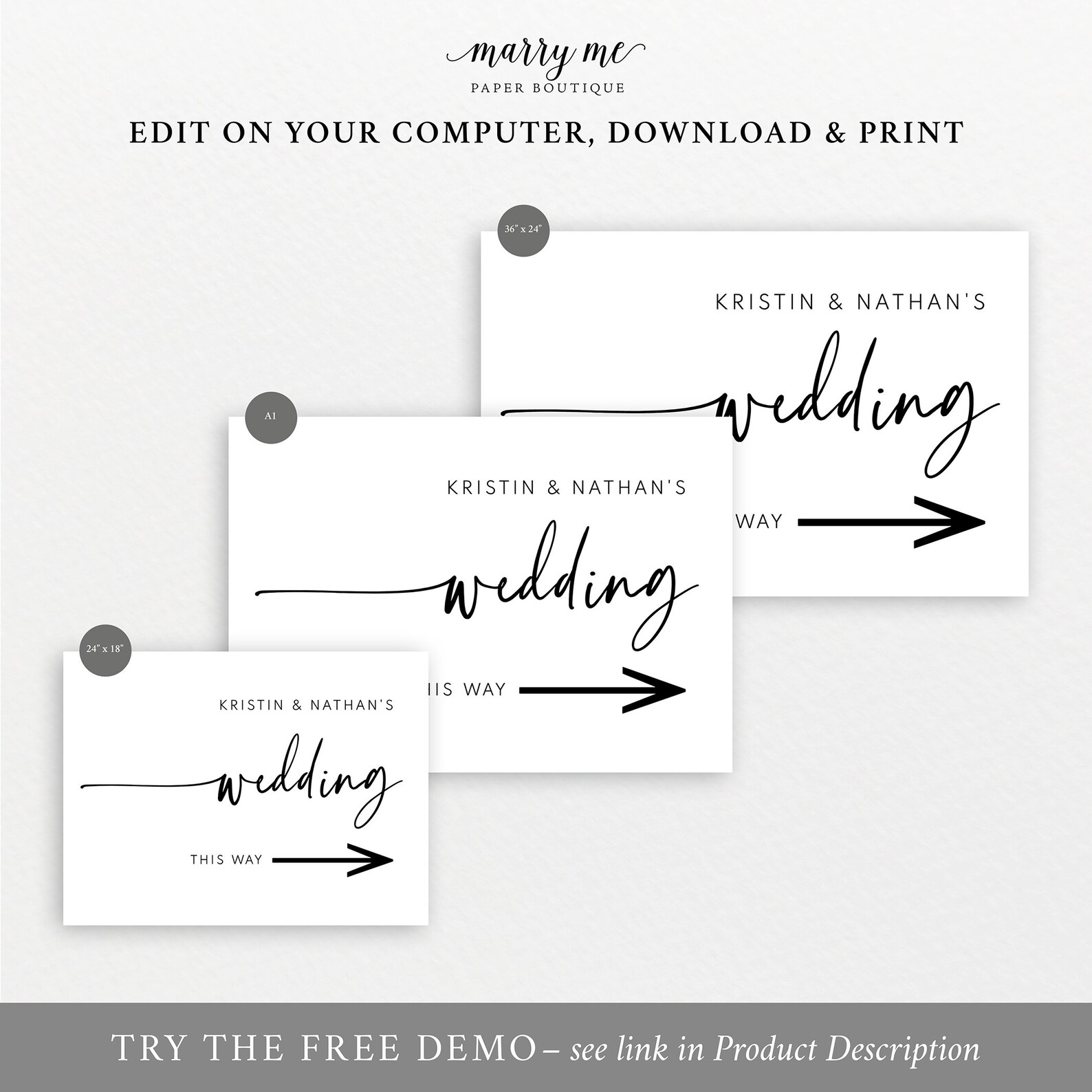 Wedding Direction Sign Template Modern Contemporary - Etsy