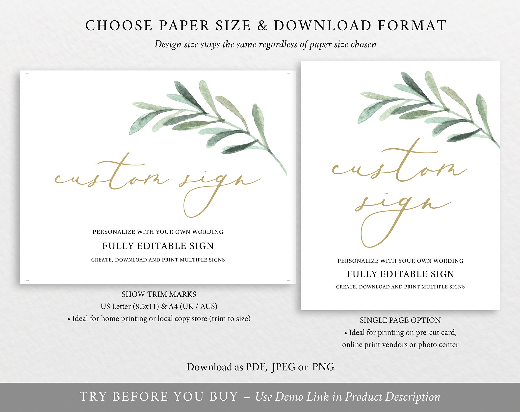 Create MULTIPLE Signs Template 8x10 Editable Instant | Etsy