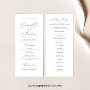 Wedding Ceremony Program Template, Stylish Script, Editable, Elegant ...