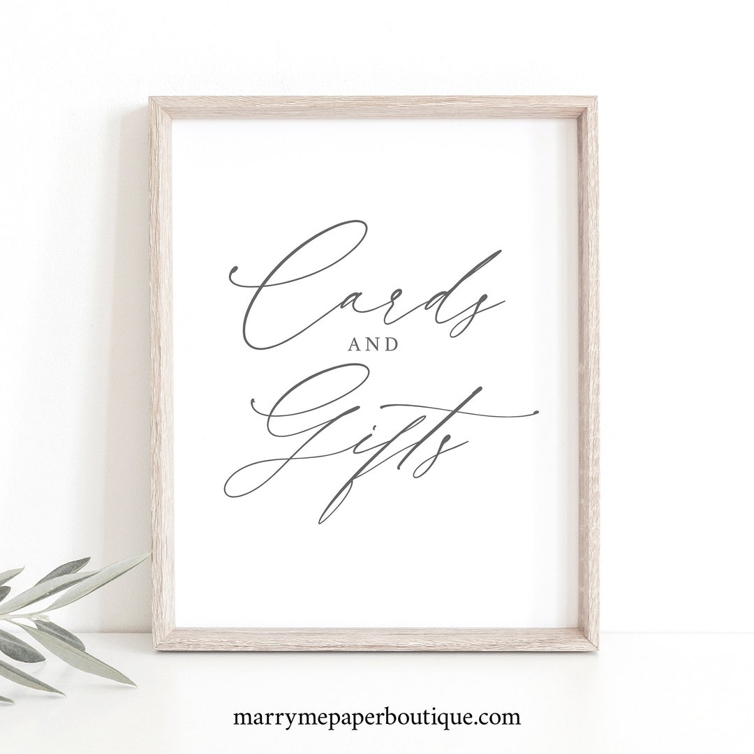 Cards & Gifts Sign Template, Modern Stylish Script, Editable, Wedding ...