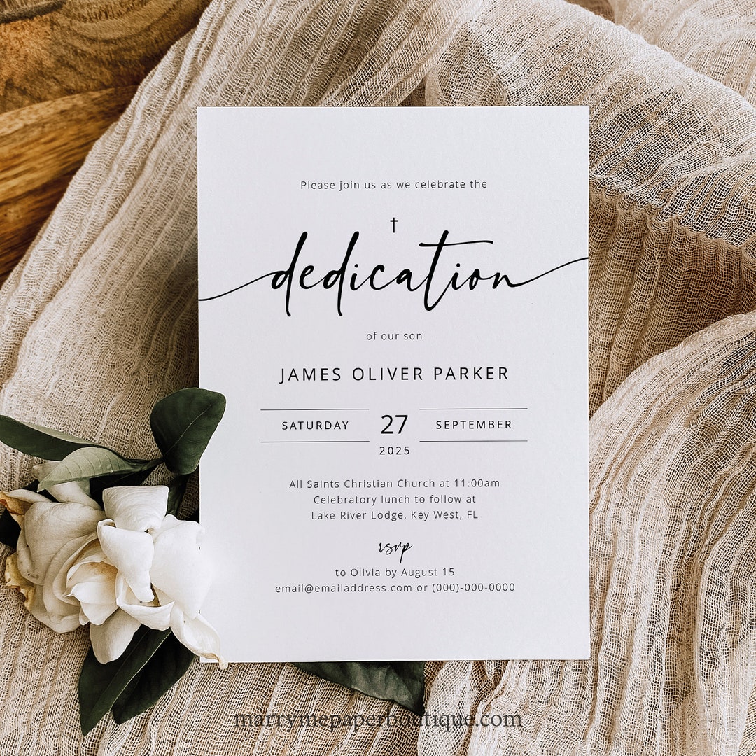 Dedication Invitation Template Modern Calligraphy Editable - Etsy