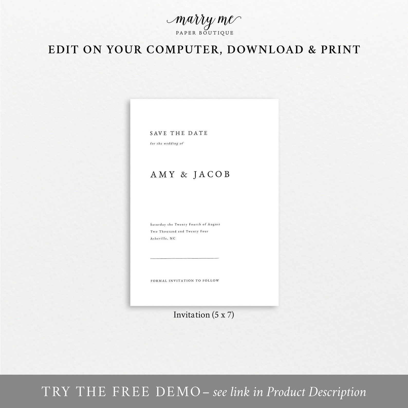 Classic Save the Date Template Simple Save Our Date Card - Etsy