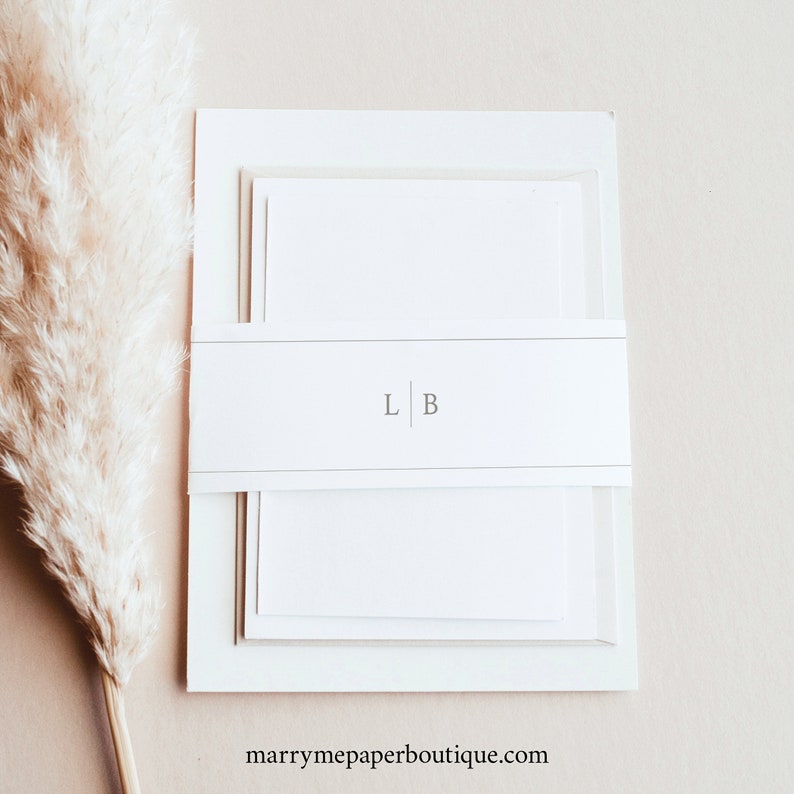 Belly Band Template Monogram & Border Elegant Wedding - Etsy