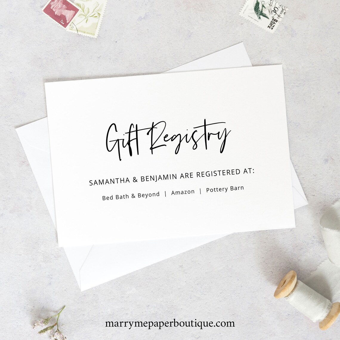 Minimalist Wedding Registry Card Template Modern Calligraphy - Etsy