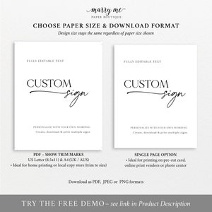 Wedding Sign Bundle Template, Modern & Classic, Wedding Signs, Editable ...