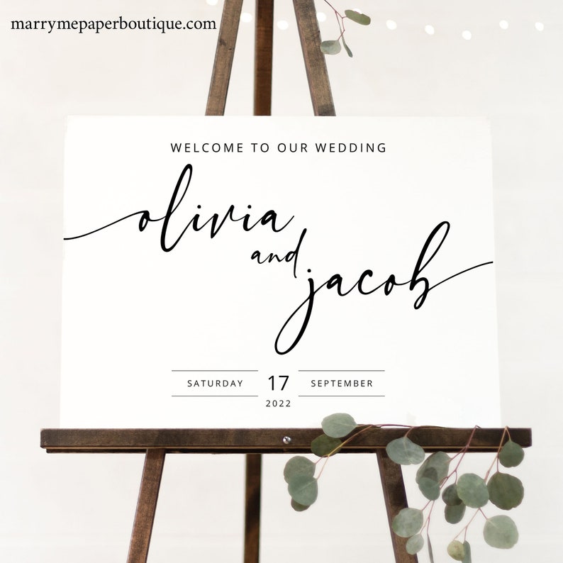 Wedding Welcome Sign Template Modern Calligraphy Welcome to | Etsy
