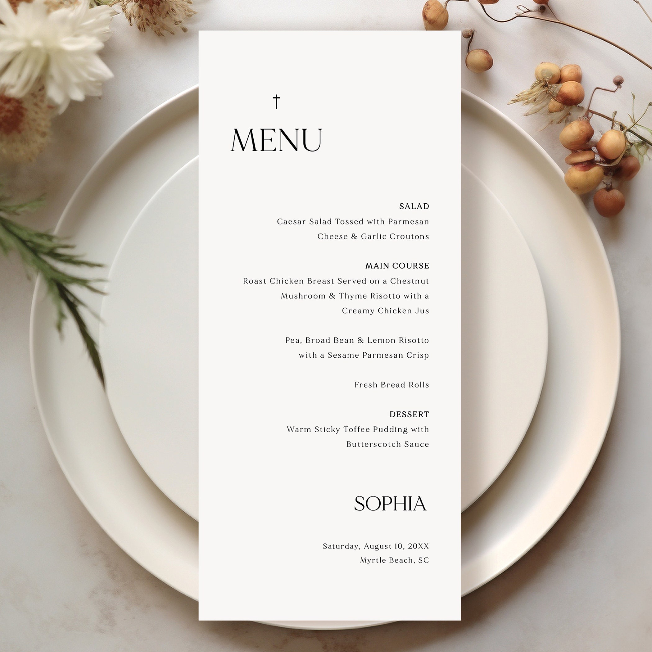 Baptism Menu Template, Modern & Classic, Editable, Baptism Table Menu ...