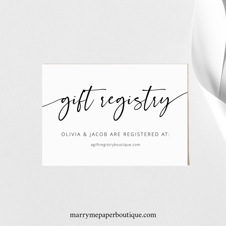Wedding Registry Card Template Modern Calligraphy Gift - Etsy