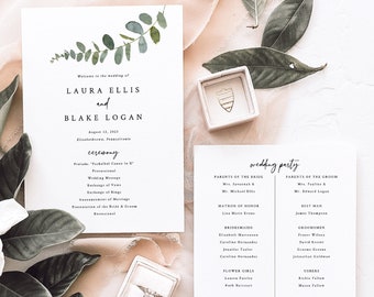 Greenery Wedding Program | Etsy