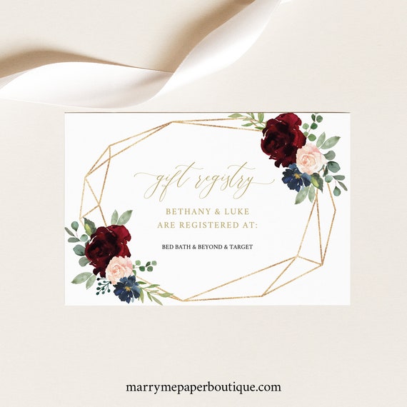 Wedding Registry Card Template Printable Editable Instant | Etsy