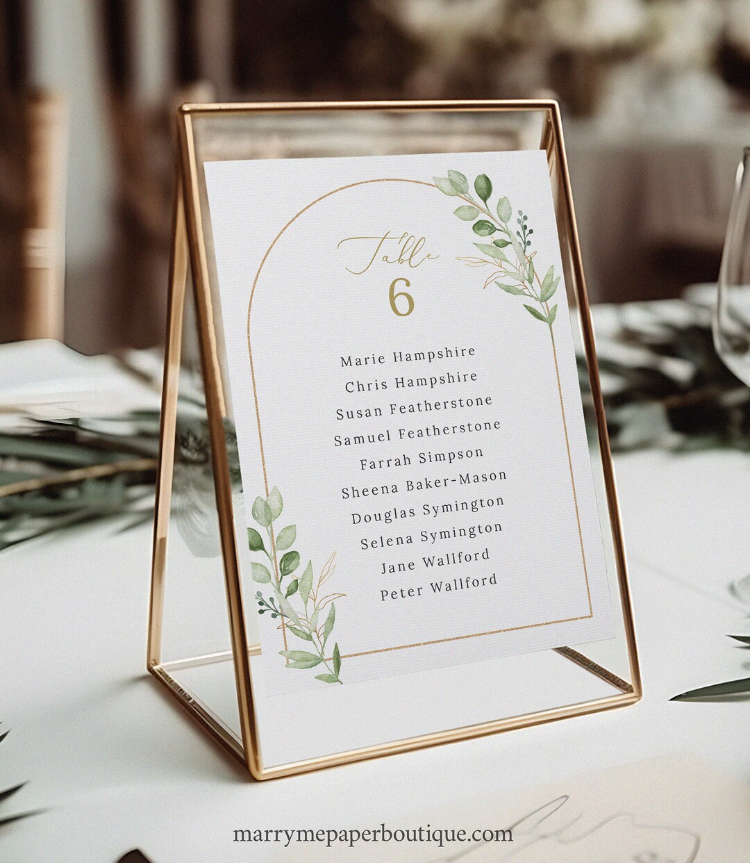 Small Seating Sign Template, Greenery Arch, Small Wedding Table Seating ...