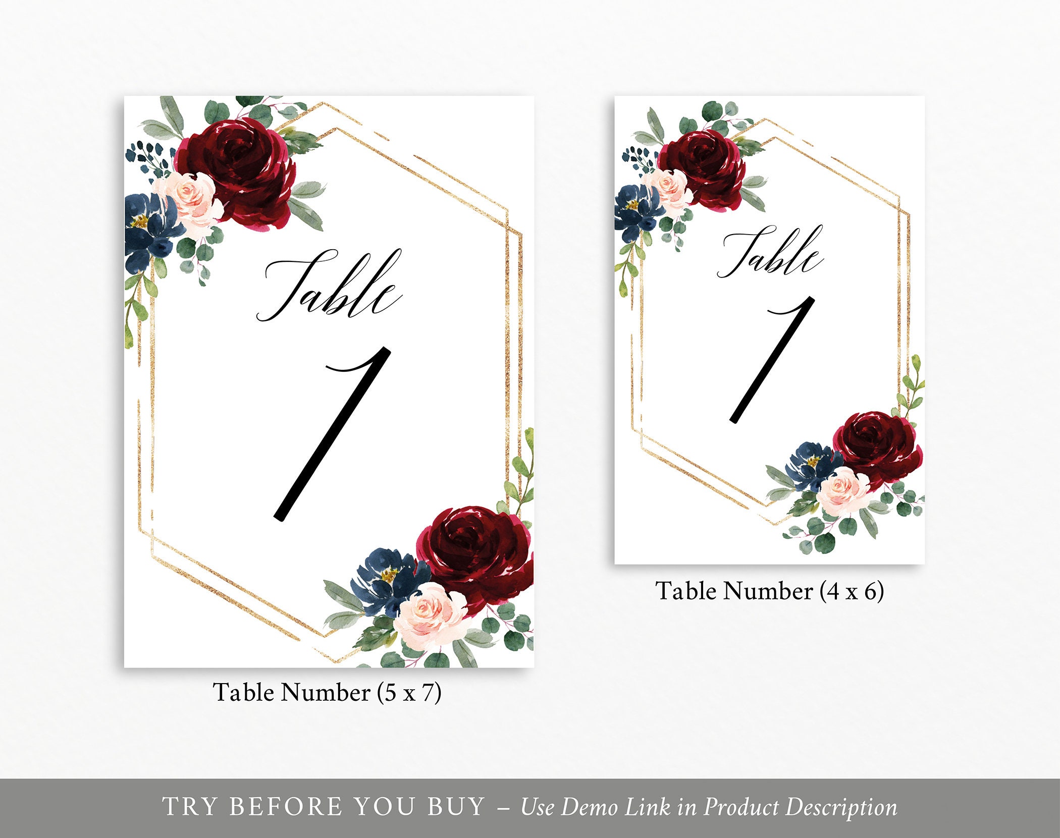 Table Number Sign Template Demo Available Templett | Etsy
