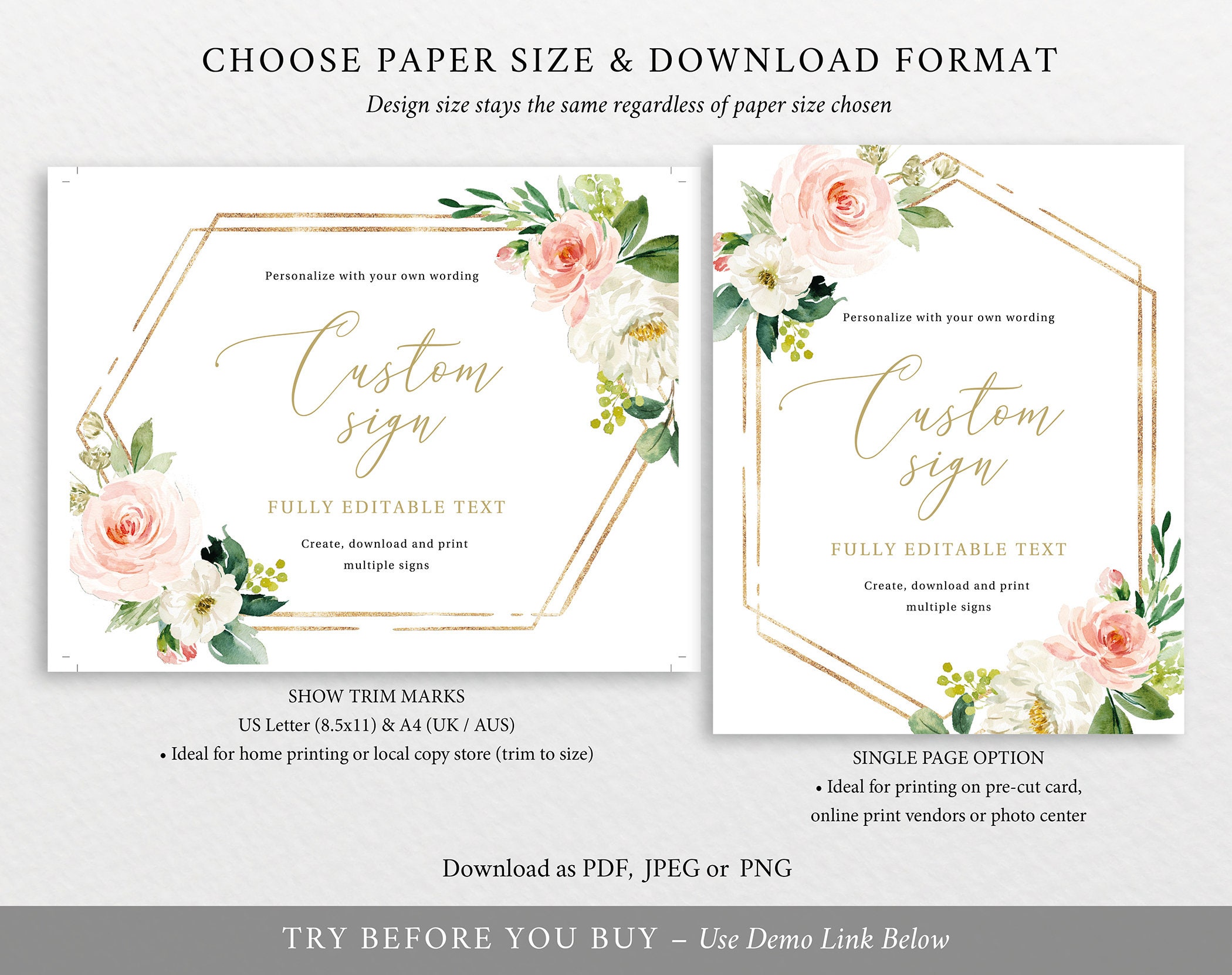 Create Multiple Signs Editable Template Instant Download | Etsy