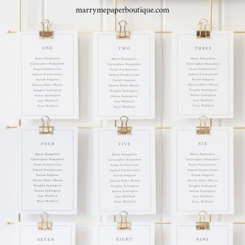 Wedding Seating Cards Template Elegant Border Seating Chart - Etsy