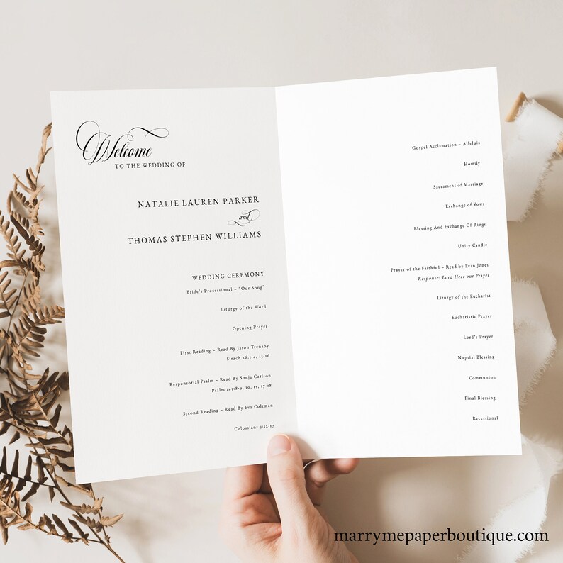 Wedding Ceremony Program Template Classic Wedding - Etsy