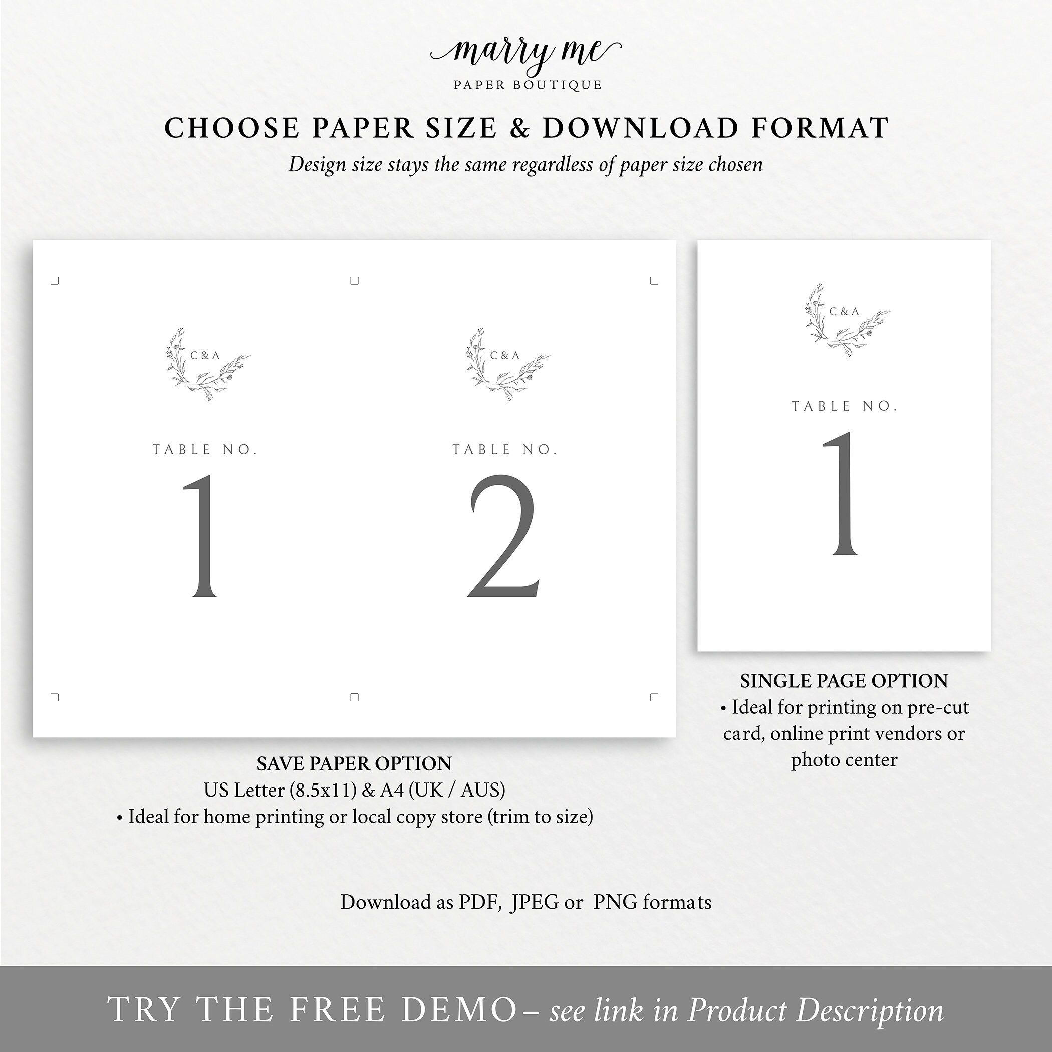 Table Number Template, Instant Download, Try Before Purchase, Elegant ...
