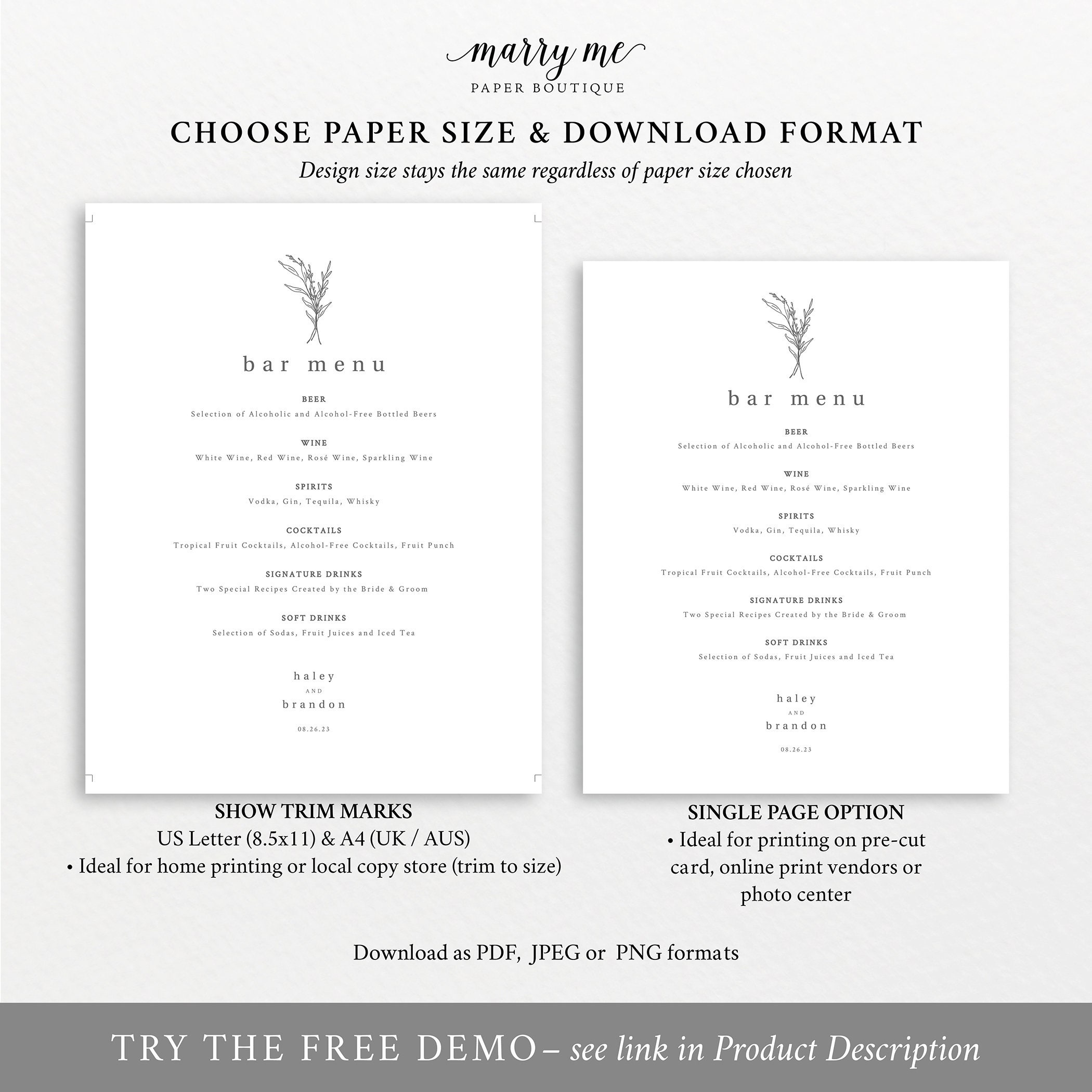 Modern Rustic Bar Menu Sign Template Drinks Menu Printable - Etsy UK