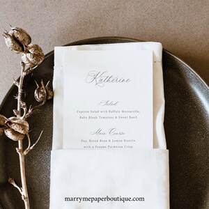 Personalizable Guest Menu Template, Calligraphy Design, Wedding Menu ...