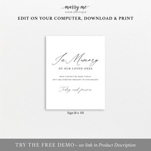 In Memory Sign Template, Editable Template, Instant Download, Stylish ...