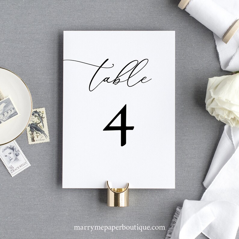 Classic Table Number Template Elegant Table Number Card | Etsy UK