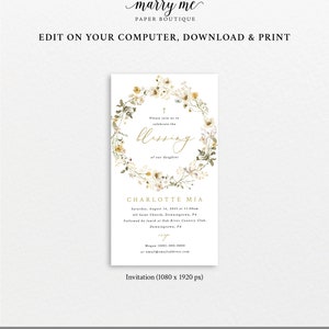 Digital Blessing Ceremony Text Invitation Template Rustic - Etsy