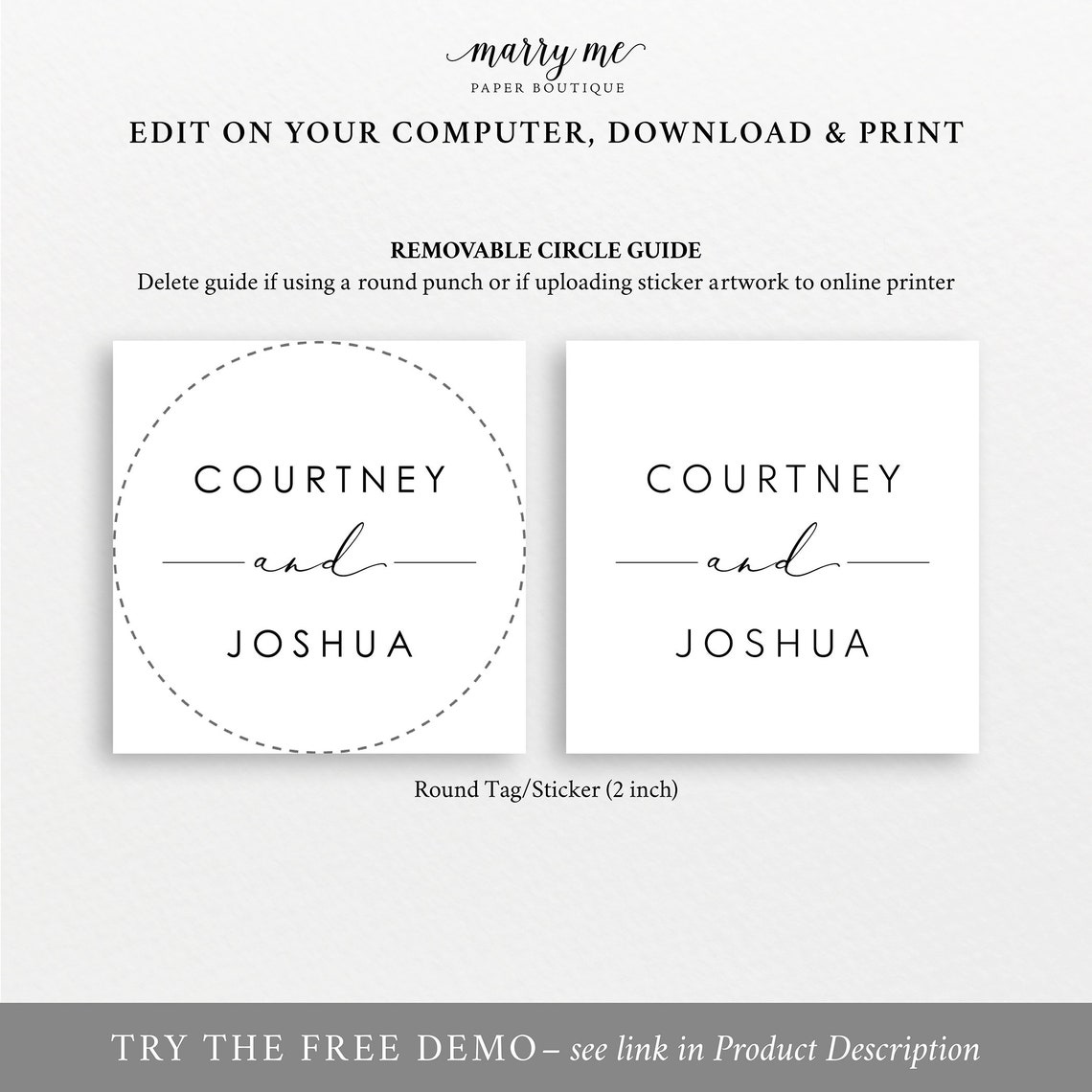 Round Favor Tag Template Round Gift Tag Printable Elegant - Etsy