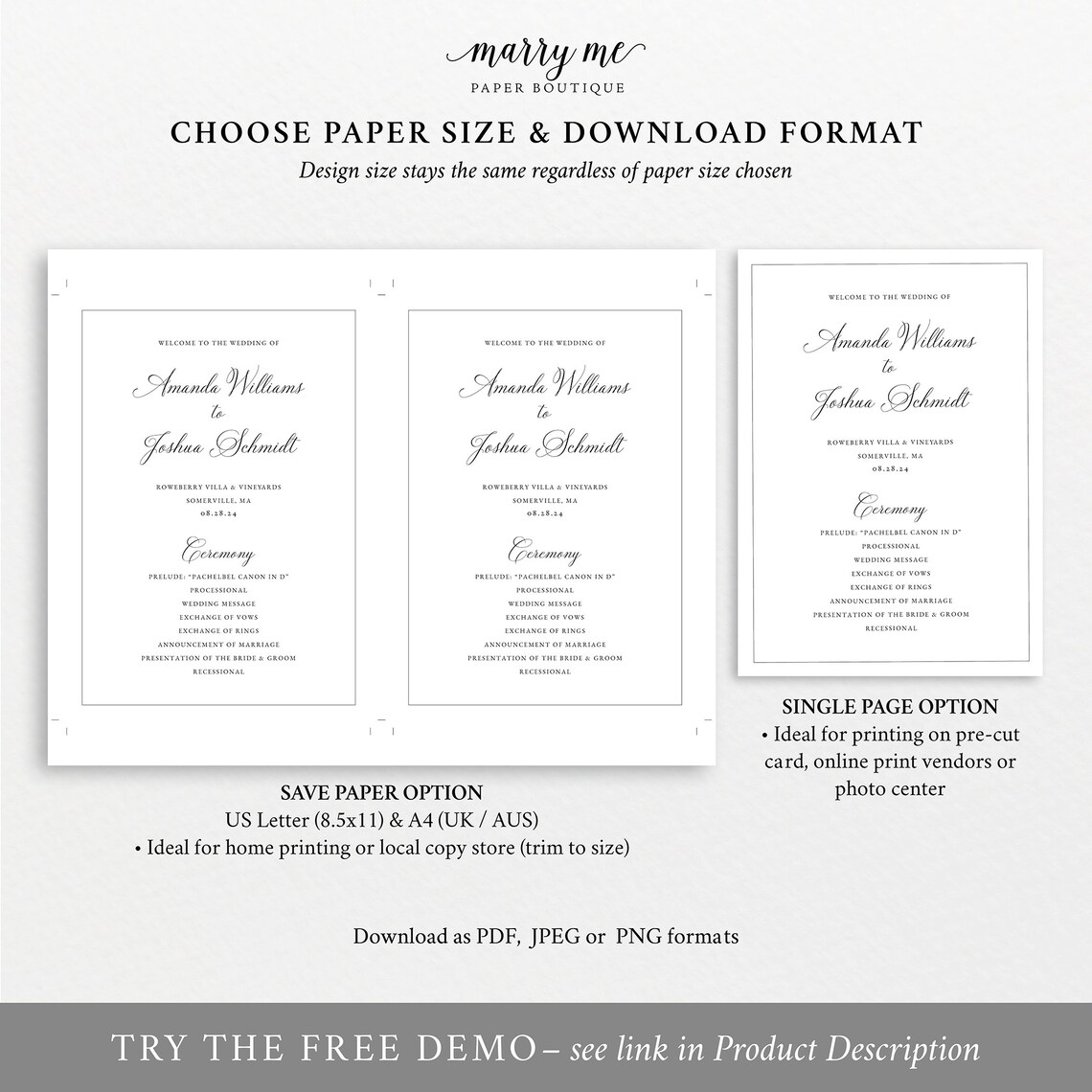 Wedding Program Template Traditional Wedding Calligraphy & | Etsy