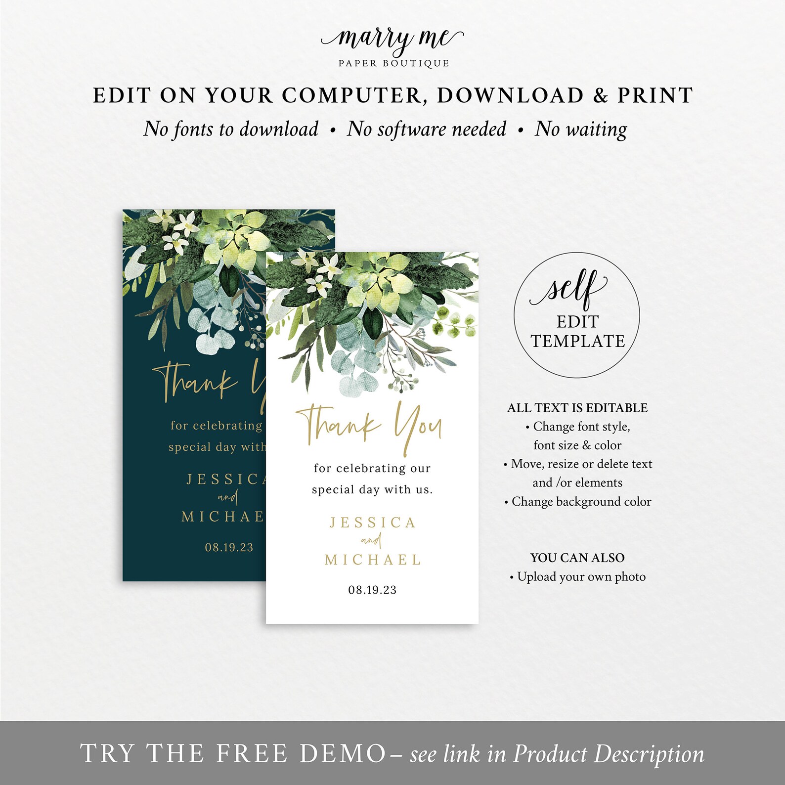 Wedding Favor Tag Template Lush Greenery Wedding Gift Tag - Etsy