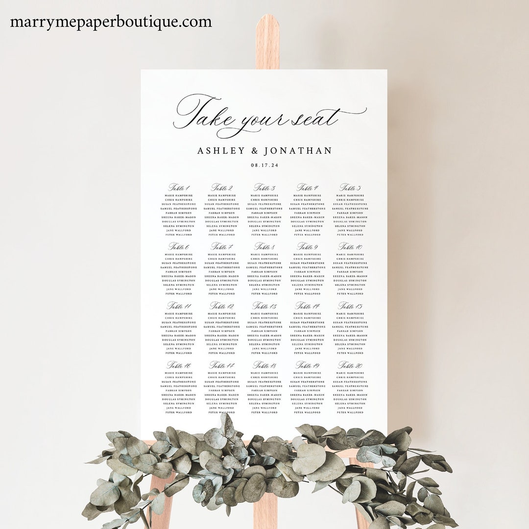 Wedding Seating Plan Template, Traditional Classic, Seating Chart ...