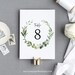 Table Number Sign Template, Elegant Greenery, Templett Instant Download ...
