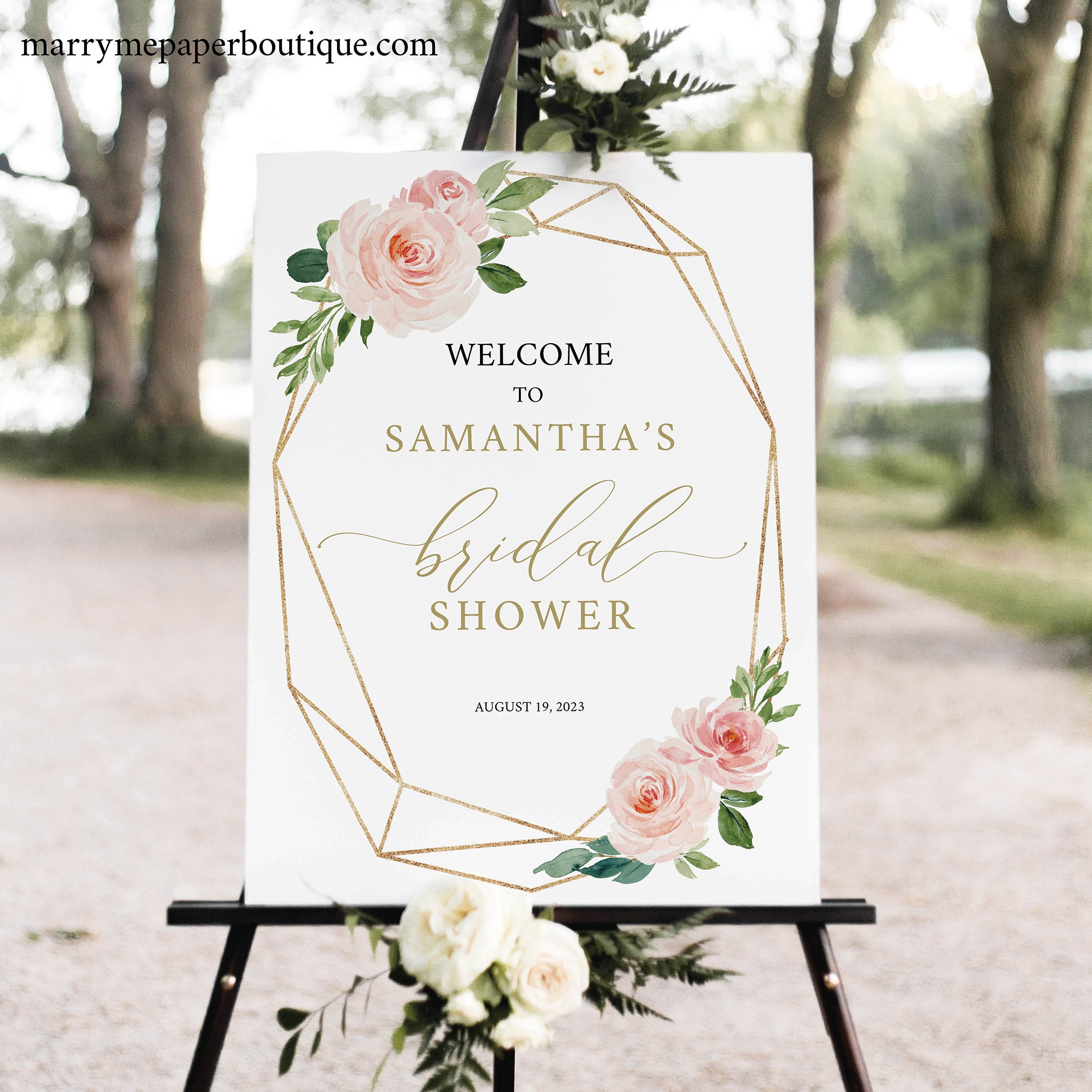 Modern Minimalist Bridal Shower Welcome Sign She Said Yes Bridal Shower ...