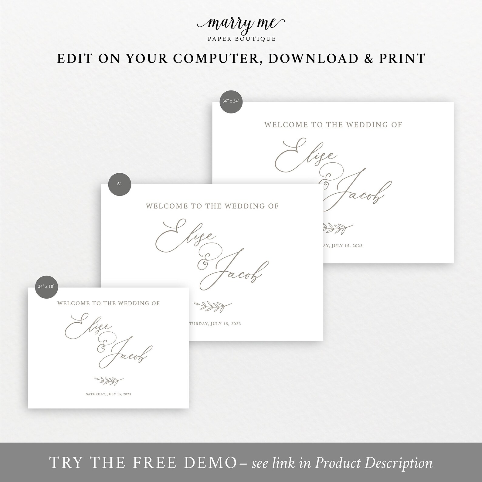 Wedding Welcome Sign Template Elegant Font Calligraphy - Etsy