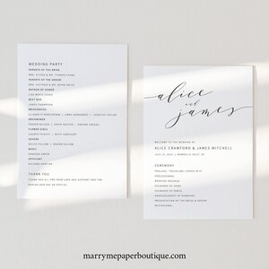 Wedding Program Template, Modern Elegant, Wedding Ceremony Program ...