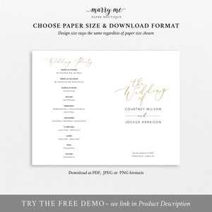 Wedding Program Template, Elegant Gold Script, Demo Available ...
