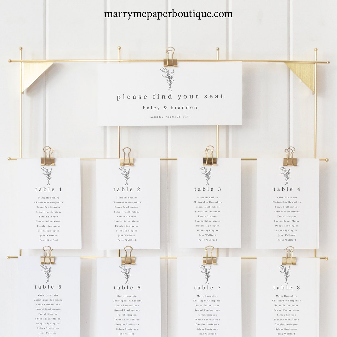 Wedding Seating Chart Cards Template Modern Rustic Wedding - Etsy