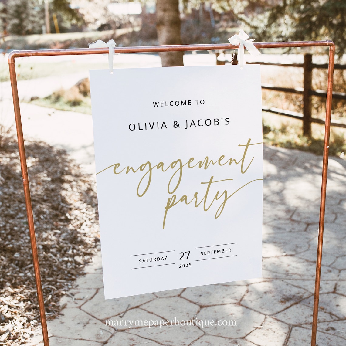 Engagement Party Welcome Sign Template Gold Modern Script - Etsy