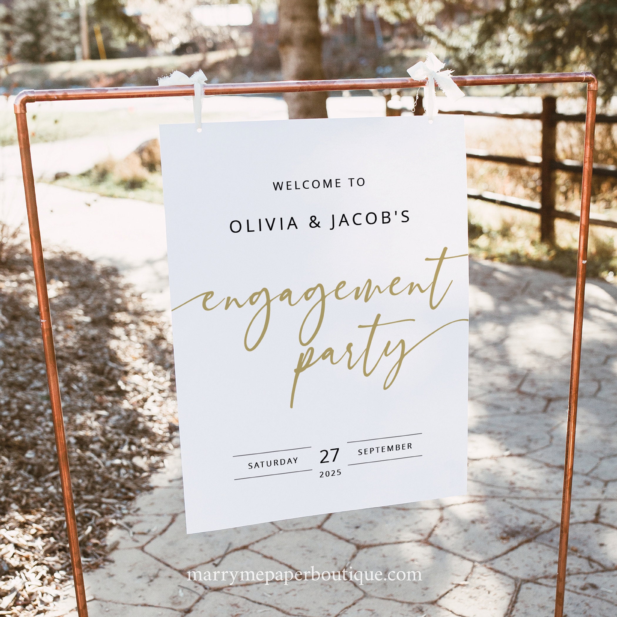 Engagement Party Welcome Sign Template Gold Modern Script - Etsy