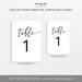 Table Number Sign Template, Modern Calligraphy, Instant Download ...
