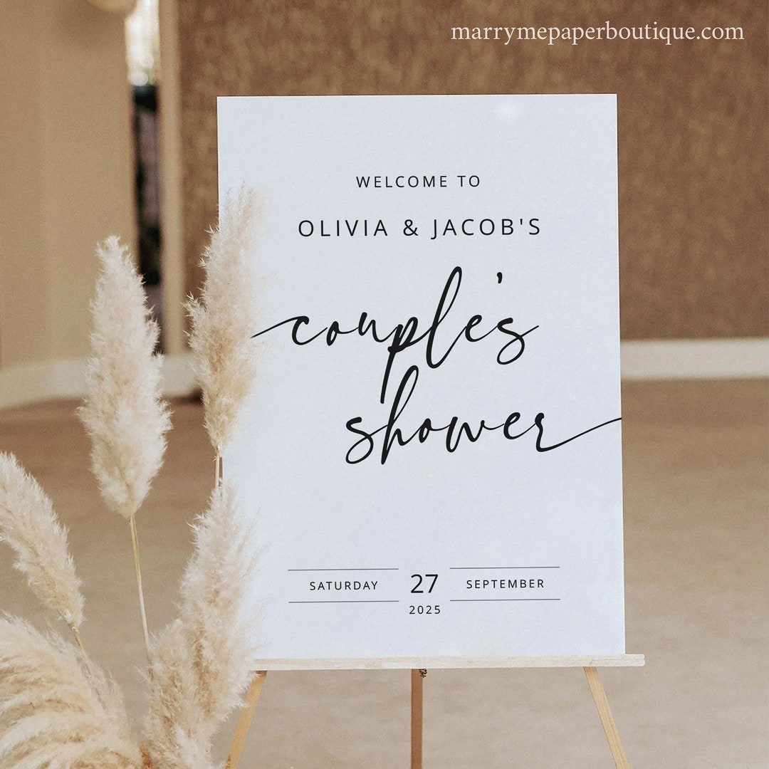 Couples Shower Welcome Sign Template, Modern Calligraphy, Editable ...