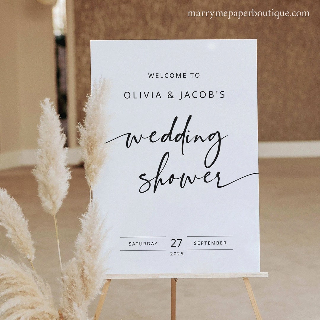 Wedding Shower Sign Template, Modern Wedding Shower Welcome Sign ...