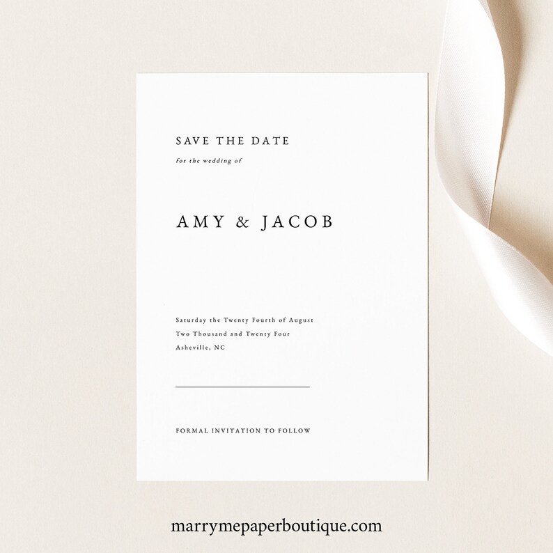 Classic Save the Date Template Simple Save Our Date Card - Etsy
