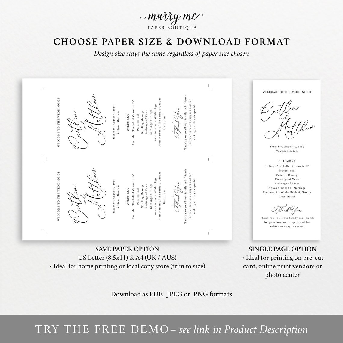 Calligraphy Wedding Program Template Elegant Wedding Program - Etsy