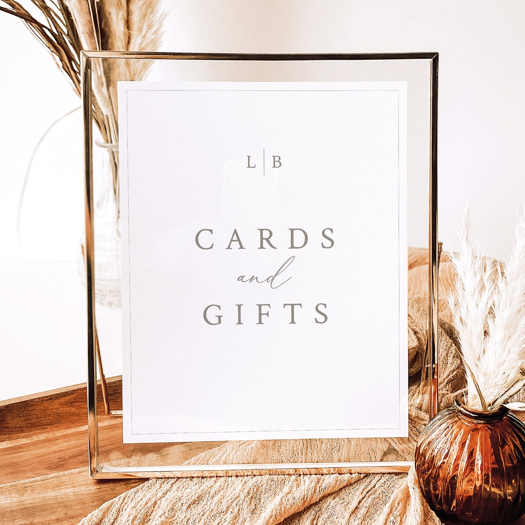 Cards and Gifts Sign Template, Monogram & Border, Wedding Gifts Sign ...
