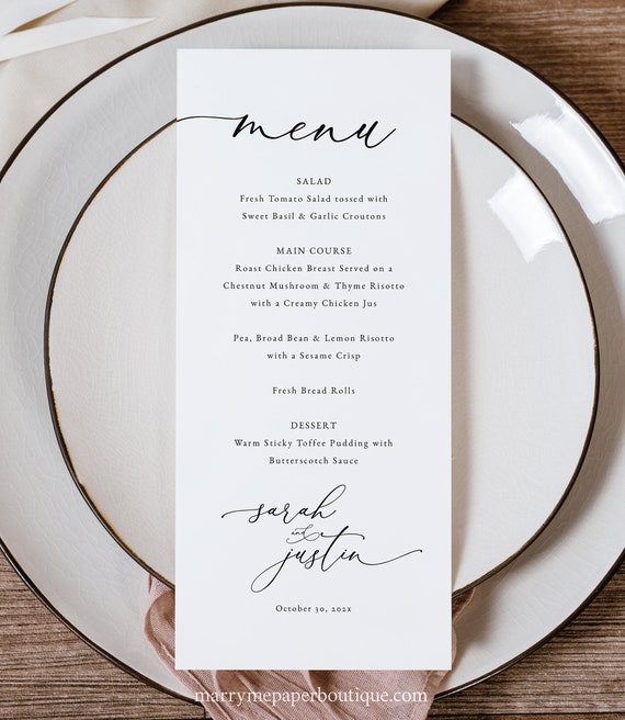 Elegant Wedding Menu Template