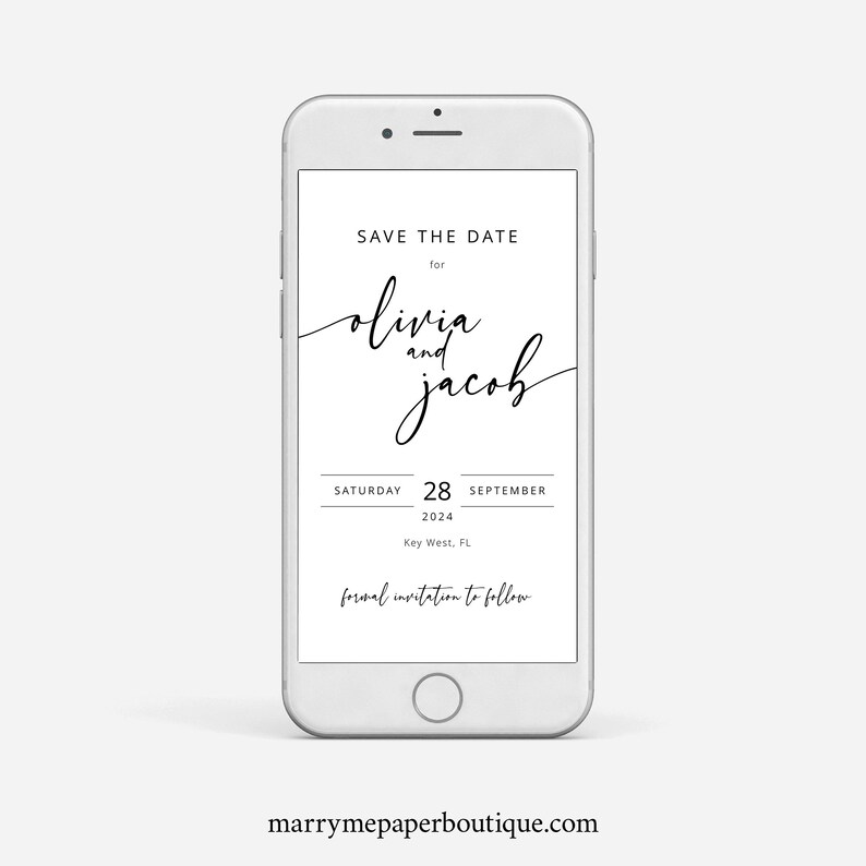 Save the Date Text Invitation Template Modern Calligraphy - Etsy UK