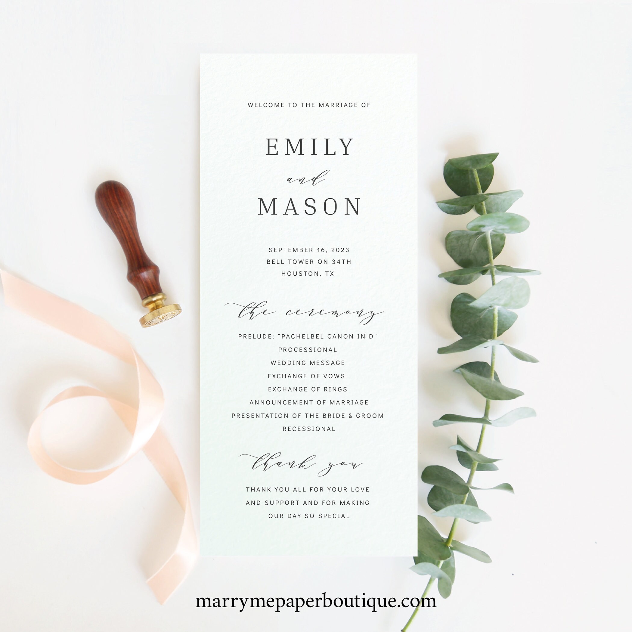 Wedding Program Template Formal & Elegant Try Before - Etsy