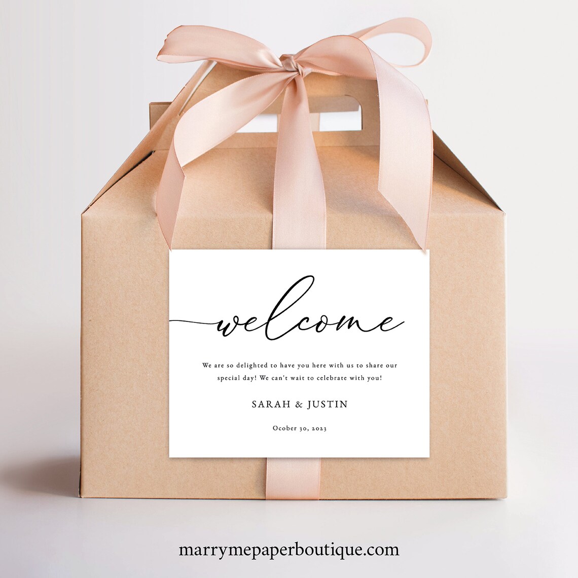 Classic Welcome Bag Label Template Elegant Wedding Hotel - Etsy